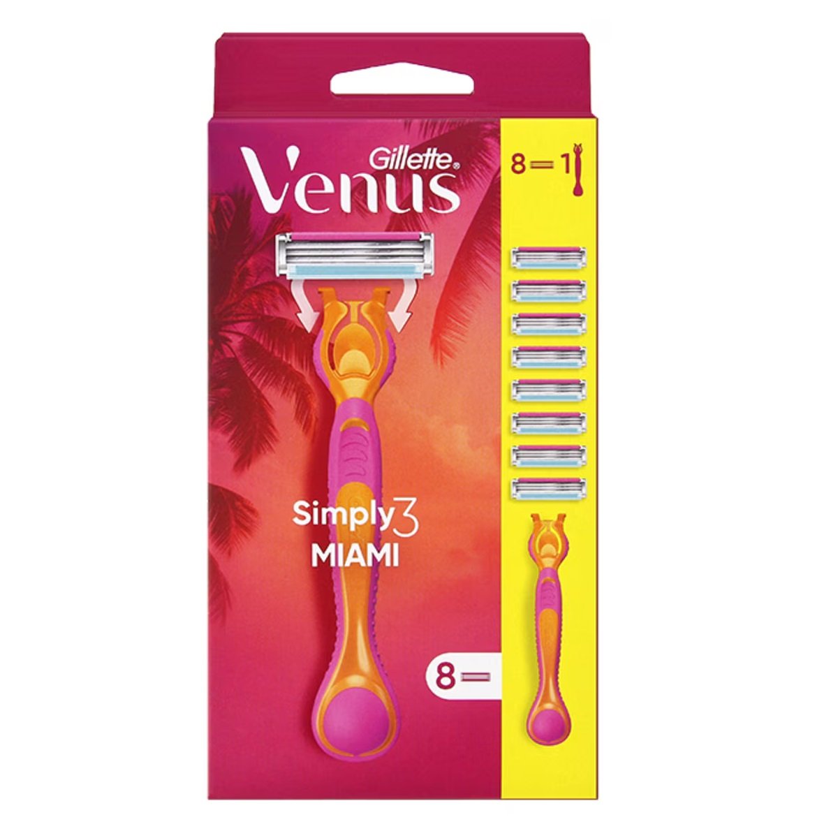 Venus Gillette Simply 3 Miami Razor Handle + X8 Blades – Mira Mart